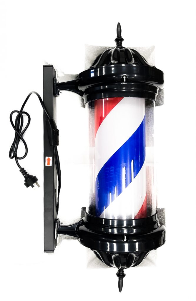 Traditional Barber Pole (Black Mounted) | Red One Australia