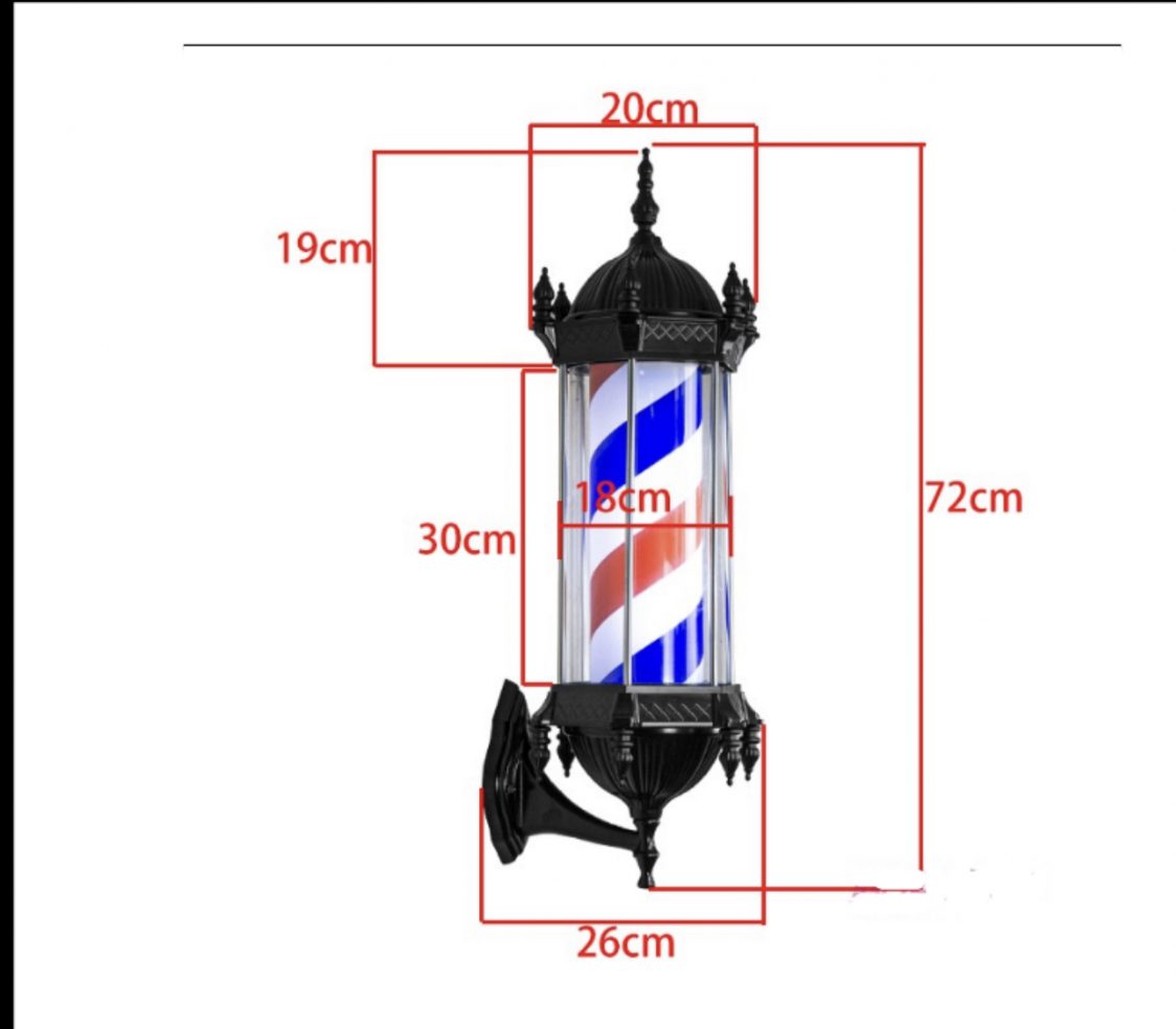 Barber Pole Vintage Black 72cm | Red One Australia