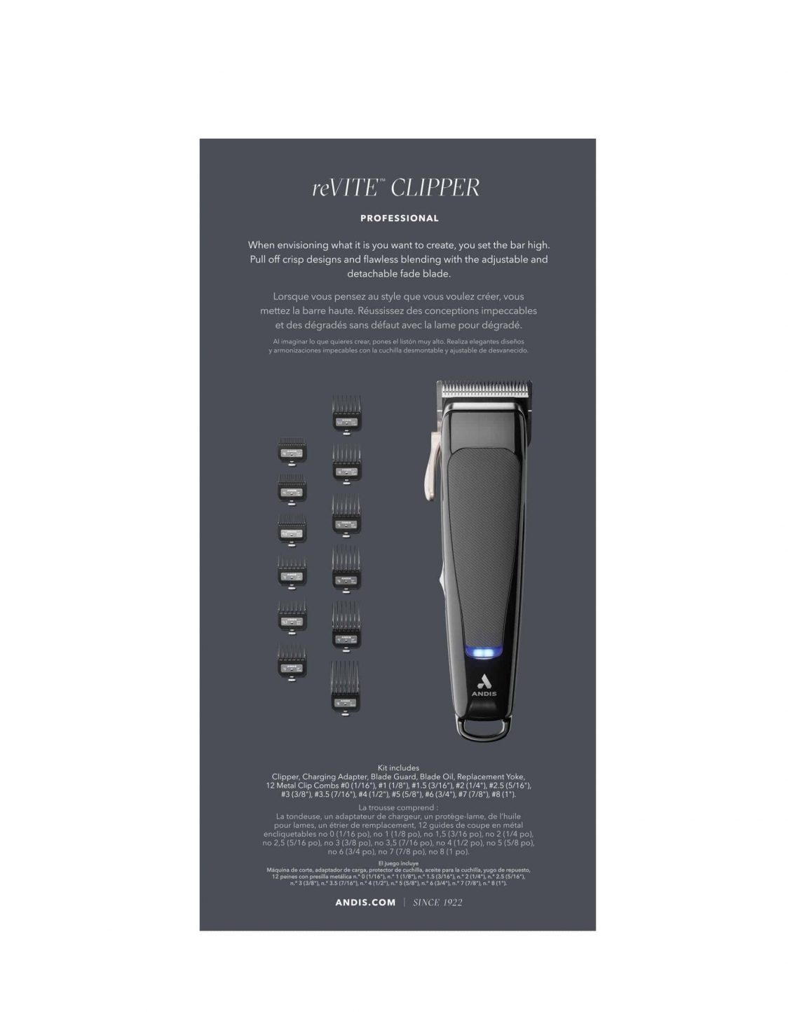 Andis reVITE Clipper – Grey | Red One Australia